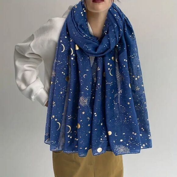 Accessories | Night Sky Moon Stars Scarf Wrap Shawl Accessory Lunar ...